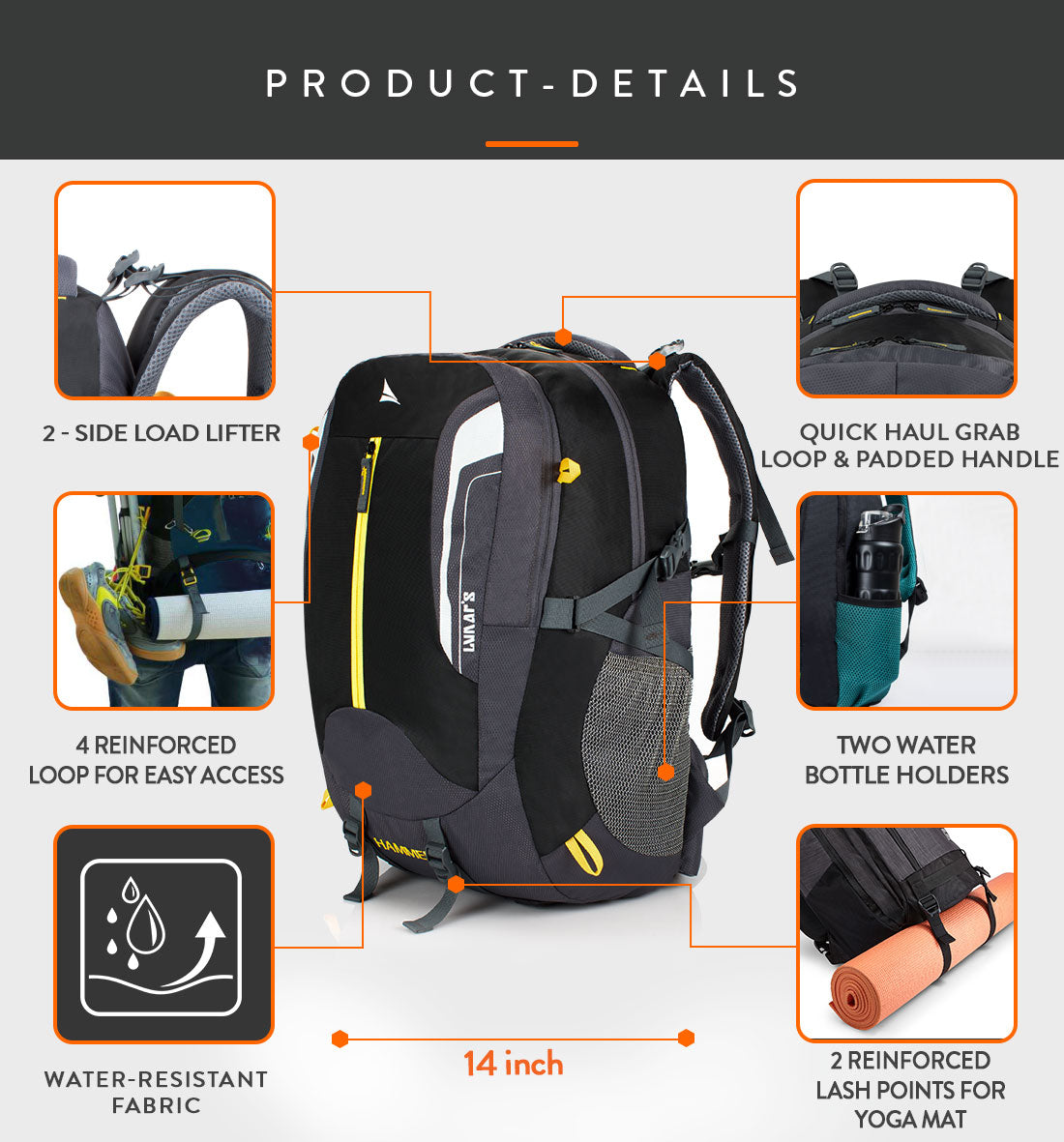 Hammer 50L Laptop Backpack with raincover – Lunar's